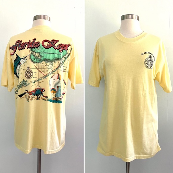 Vintage | Tops | Vintage 8s Florida Keys Tourist Pale Yellow Souvenir ...